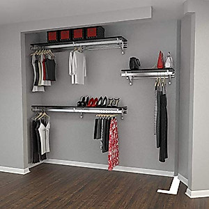 Arrange A Space RCLBY Premium Two 52" and One 32" Shelf/Hang Rod Kits Espresso Closet System, 84"