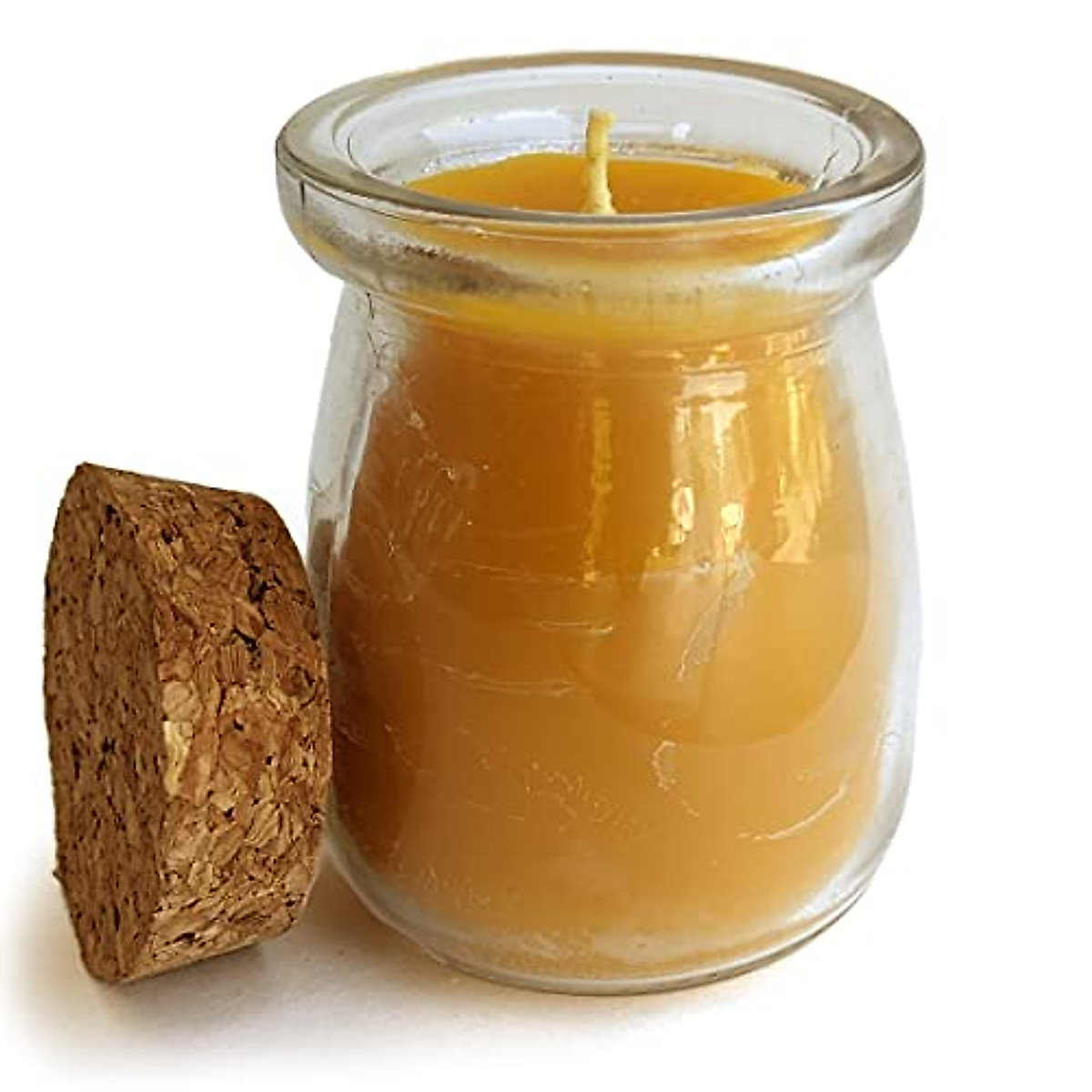 BeeTheLight Beeswax Large Jar Candle with Cork Lid - Smokeless Unscented Candle - 31 Hours Burn Time - All Natural 100% Pure Beeswax Candle - Handmade Decorative Jar Candle