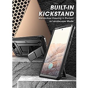 SUPCASE UB Pro Case for Google Pixel 6A (2022 Release), [Extra Front Frame] Full-Body Dual Layer Rugged Belt-Clip & Kickstand Case with Built-in Screen Protector (Black)