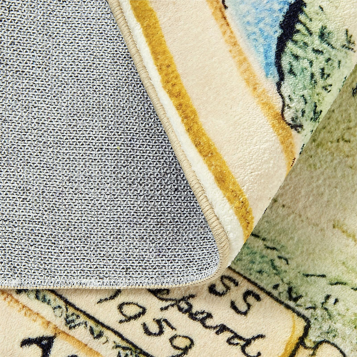 Estmy 4x6 Cute Woodland Nursery Rugs for Girls Boys Neutral Non Slip Washable, Stain Resistant Soft Shaggy Cartoon Fun Map Kids Playroom Rug, Vintage Whimsical Retro Area Rugs Carpet for Kids Bedroom