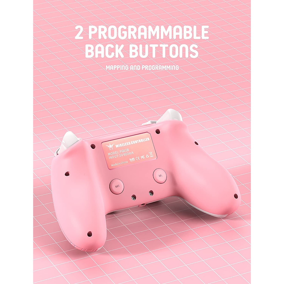 PHNIXGAM Pink Wireless Controller Compatible with Ps4/Ps4 Pro/Ps4 Slim/PC/iOS 13.4 Above/Android 10, Gaming Controller with Touchpad, Motion Sensor, Speaker, Headphone Jack, LED and Back Button