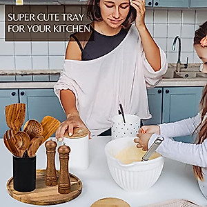 Decorative Round Beautiful Tray for Décor Kitchen Dining Room -Acacia Wood The Perfect Small Candle Tray for Coffee Table and Home Decor