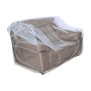 Wowfit Furniture Cover – Dust-Proof Moving Bag for Love seat, Sofa, Moving Boxes – Clear & Odorless Plastic Bag for Moving – 4mil Thick Loveseat Cover(Not Include Tape) – 68W x 42D x 62/41H Inches