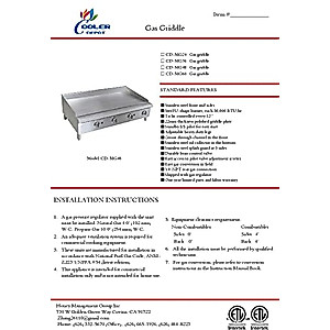 Commercial Griddle Manual 36" Countertop Natural Gas - 90000 BTU NSF CD-MG36