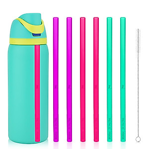 6pcs Straw Replacements for Owala FreeSip 24 oz 32 oz, with Brush, Plastic Tumbler Cup Straws Reusable With Scale Accessories Parts for Owala 14/19/24/32/40oz Stainless Steel Water Bottle (3 Colors)