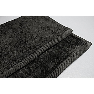 GEORGIABAGS Great Value Towels, Black Color Hemmed Fingertip Velour Towel 11in x 18in, 100% Cotton (12, Black)