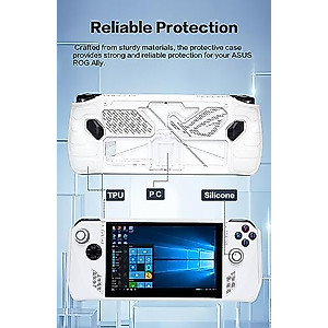 Protective Case for ASUS ROG Ally, TPU Case for ASUS ROG Ally with Kickstand, Included 2 ASUS ROG Ally Tempered Glass Screen Protector, Dustproof Nets, Joystick Protectors and 3.1 Adapter - White