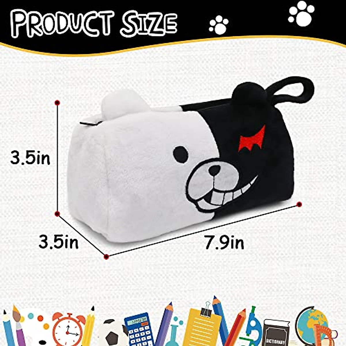 Heionia Anime Pencil Case Monokuma Pencils Case Set Pouch Holder Box Makeup Bag School Supplies Anime Zipper Stationery Large Capacity Birthday Christmas Gifts for Kids Students (HENG)
