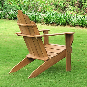 Cambridge Casual Lakeside Teak Wood Patio Adirondack Fire Pit Lounge Chair, Natural Teak, Set of 2
