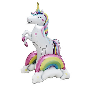 Generic Giant Standing Unicorn foil Balloon, 3D Magical Rainbow Cloud Unicorn Party Balloons, Girls Birthday Wedding Baby Shower Decorations Party Supplies (37inch)