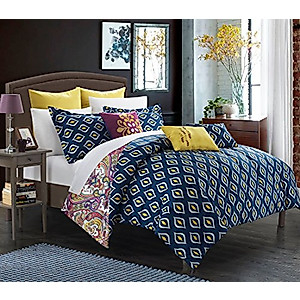 Chic Home Mumbai 8 Piece Reversible Comforter Set/Printed Luxury Bed in a Bag, Queen