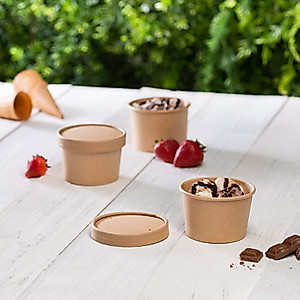 Comfy Package [8 oz. - 25 Count Kraft Paper Food Containers with Vented Lids - To Go Hot Soup Bowls, Disposable Ice Cream Cups, Ideal for Hot and Cold Foods