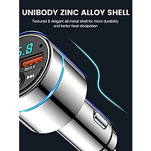 RIWUSI BC61 [All-Metal] FM Bluetooth 5.3 Transmitter for Car X1+ T25C [Upgraded Type-C] Bluetooth Car Adapter X1