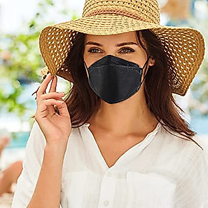 YHDOLL 100 Pcs KF94 Disposable Black Face Masks For Adult 4-Ply Breathable Face Masks 3D Mouth Shields Filter Full Face Cover（10 Pcs/ Pack Black）