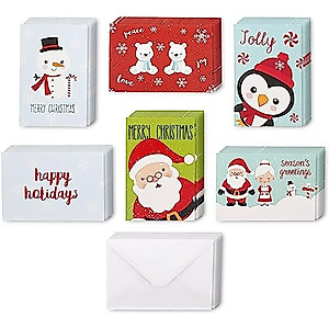 Juvale 48 Pack Christmas Greeting Cards with Envelopes, 6 Holiday Designs (4x6 Inches)