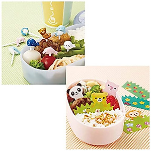 OTSUMAMI TOKYO Bento Box Accessories 4 Kinds Set, Super Cute 3 Sizes Mini Container, Kawaii Decoration Sheets, 8 pcs dolphin Picks, 4 pcs Animal Long Picks, Japanese 4 Lunch Box Decor Set