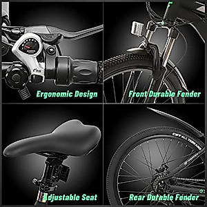 ECOTRIC 26" Electric Bike 350W Bruthless Motor 36V/12.5AH Removable Lithium Battery Powerful Electric City Bicycle Mountain Ebike Suspension Fork Throttle and Pedal Assist UL Certified