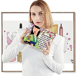 LEVLO Mu Lan Cosmetic Make Up Bag Mu Lan Fans Motivational Gift You Are Braver Stronger Smarter Than You Think Mulan Makeup Zipper Pouch Bag Mu Lan Merch(Always Mulan)