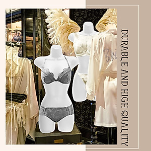 3 Pcs Hanging Mannequin Body Torso Female Women Dress Form with Hanger Hook Hip Long Hollow Back Mannequin Torso Thickened Plastic Shirt Display White (31.1 x 16.1 Inch)