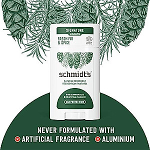 Schmidt's Aluminum Free Natural Deodorant Fresh Fir & Spice 2-pk for Women and Men, with 24 Hour Odor Protection, Certified Natural, Cruelty Free, Vegan Deodorant 2.65oz