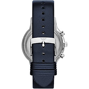 Emporio Armani Classic Chronograph Blue Dial Leather Strap Mens Watch AR2473