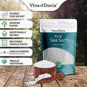 Viva Doria Pure Sea Salt, Coarse Grain, 2 lb | Ideal For Salt Grinders