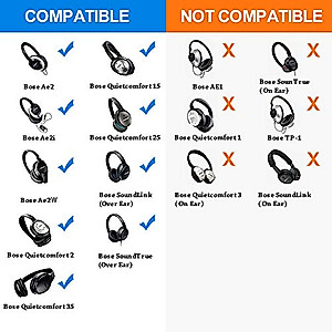 Bose Quiet Comfort 35 Replacemen Ear Cushions Kit by Link Dream Soft Protein Leather Replacement Ear Pad for Bose QC 35/25 / 15 QC2 / Ae2 / Ae2i / Ae2W / Sound Link/Sound True (Black)
