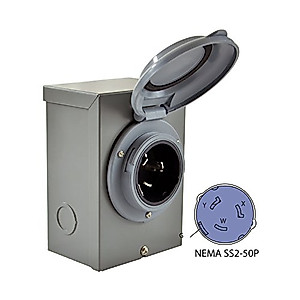 Conntek 80SS2-GYBX 50 Amps 125/250 Volts Power Inlet Box, For Generators Up to 12,500 Watts, Grey Cap