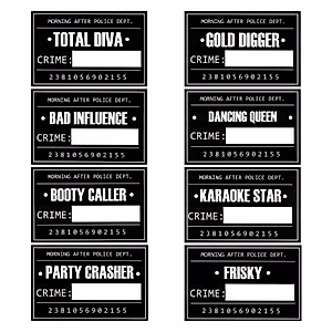 BLUE PANDA 25 Pack Mugshot Signs with Height Chart, 5x4 Ft Photo Bachelorette Backdrop for Wedding, Birthday, Jail Party Decorations, Halloween Party Supplies and Crime Scene Props