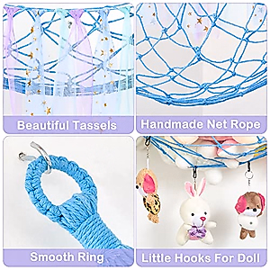 Basumee Stuffed Animals Net Or Hammock Wall Mounted Stuffed Animals Storage Display Plush Toy Storage With Tassels For Nursery Playroom Kids Room Decor
