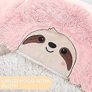 Sloth Wearable Hooded Blanket for Adults - Super Soft Warm Cozy Plush Flannel Fleece & Sherpa Hoodie Throw Cloak Wrap - Sloth Gifts for Women Adults and Kids
