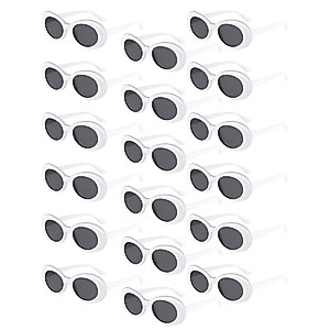 18 Pack Retro Clout Oval Mod Thick Frame Round Lens Sunglasses Women Men Sunglasses White