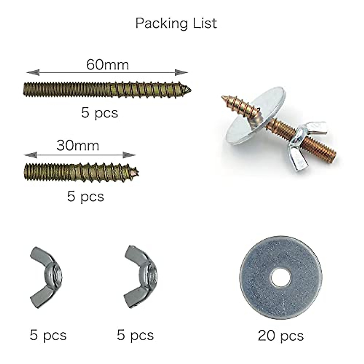 M-TOP Screw and Nuts for Building Bird Perch Stand, Hamster Platform, Chinchilla Wooden House, Small Animal Playground-Connecting and Fixing to Pet Cage(10 Packs)