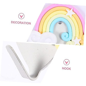 18Pcs Rainbow Wall Hook Cute Clouds Star Rainbow Key Hat Towel Hooks Adhesive Drill Free Wall Hangers Wall- Mounted Hanger Wall Clothes Hooks for Home Office Kids Room