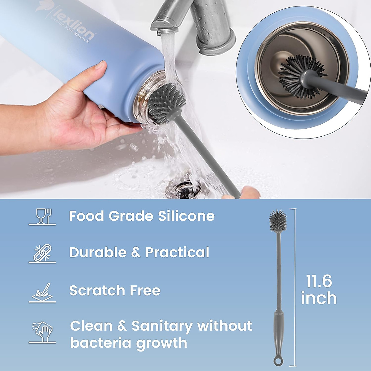 Lexlion Tea Infuser Bottle - Fruit Infuser Water Bottle 32 Oz, Triple Walled Insulated Stainless Steel Bottle, Thermal Leaf Infuser, Silicone Sleeve, 3 Lids Leakproof, Metal Mug Gallon