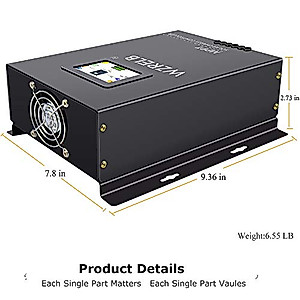 WZRELB 60A MPPT Solar Charge Controller 12V/24V/48V Auto 18V/36V Manual Max PV 170V Solar Panel Controller with LCD Full Touch Screen Design