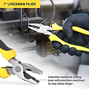 TOPLINE 5-Piece Pliers Set, Pliers Tool Set Included 8" Groove Joint Pliers, 7" Linesman Pliers, 6" Long Nose Pliers, 6" Slip Joint Pliers, 6" Diagonal Pliers for Basic Home Maintenance