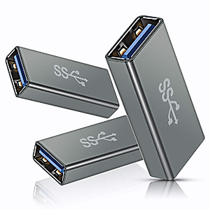 Basesailor USB Female to Female Adapter (3-Pack), USB 3.0 Female to Type A Female 3.0 Cable Coupler for Connecting Two USB Male Ends Cord, Extension Connector (Gray (Upgraded))