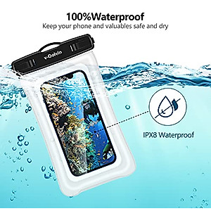 v-Golvin Floating Universal Waterproof Phone Pouch with Card Slot&Lanyard, IPX8 Cellphone Dry Bag Waterproof Case for iPhone 14 13 12 11 Pro Max SE XS XR S10 S9 Note 20/10 Up to 7" -2 Pack Black