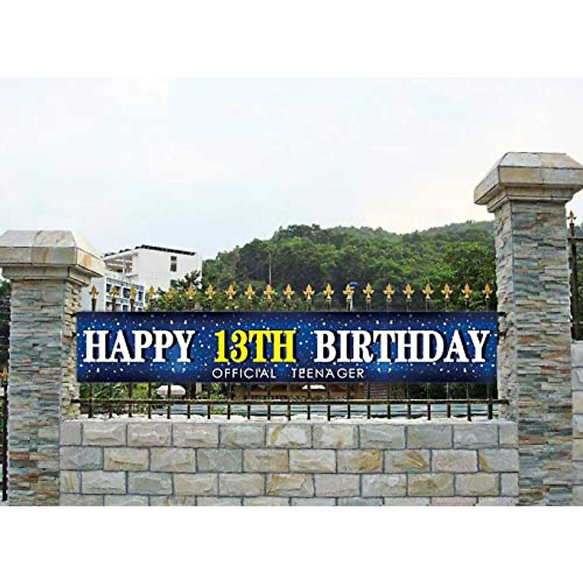 Large Blue Happy 13th Birthday Banner Huge Official Teenager Sign 13th Bday Party Sign for Yard Garden 13th Blue Birthday Party Decoration 13th Birthday Party Photo Backdrop Outdoor (9.8 x 1.6 feet)