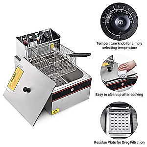 WeChef Electric Deep Fryer with Basket 2500W 12.7 Qt Countertop Stainless Steel Frying Machine Commercial Home Chicken Funnel Cake Bar