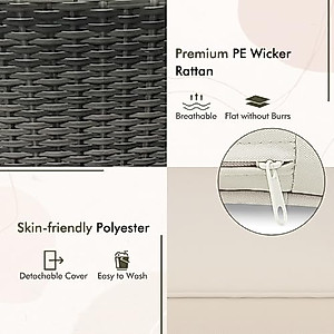 Tangkula 3 Piece Furniture Wicker Rattan Outdoor Patio Set, Onesize, Grey