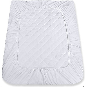 Cot Size Mattress Pad Waterproof Quilted,Cotton Top Soft Protector Cover Quilted Fitted Mattress ProtectorFits Narrow Twin/Camp Bunk/Rvs Bunk/Guest Beds 30" X 75" X 10"