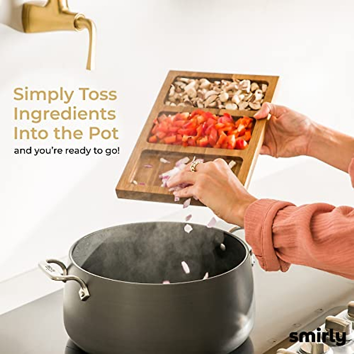 SMIRLY Acacia Wood Cutting Board Set - Wooden Cutting Boards for Kitchen, Chopping Board Set - Kitchen Cutting Board with Storage - Wood Cutting Boards for Kitchen, Large Meal Prep Cutting Board