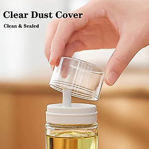 JUSTFULYNN 2 Pack Olive Oil and Vinegar Dispenser Bottle Set for Kitchen Small Glass Leak-Proof No Drip BPA Free Cooking Oil Container 3.38oz