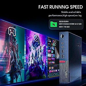 Lenovo ThinkCentre M710q Tiny Mini Desktop PC - Intel i5-6500T, 32GB DDR4 RAM,New 512GB NVMe SSD + 1TB SSD,Wireless Wi-Fi Bluetooth, Keyboard and Mouse,Windows 10 Pro (Renewed)
