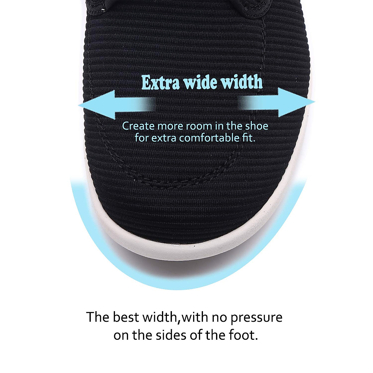 Women's Wide Shoes with Adjustable Strap Lightweight Walking Shoes for Elderly Mother Seniors Swollen Feet Plantar Fasciitis Black