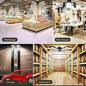 2 Pack LED Garage Light,Super Bright Screw in E26/E27 Ceiling Shop Work Lamp, 150W 15000 Lumen Deformable Basement Bulb Fixture with 8 Adjustable Panels, Commercial Bay Lighting for Workshop, Attic