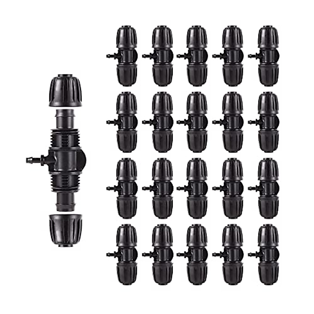 Barbed Tee ，Barb Stone 1/2 inch to 1/4 inch Irrigation Tube Anti-Drop Premium Quality Fitting (1/2" ID x 0.60’‘-0.63" OD) -20 PCS Tee