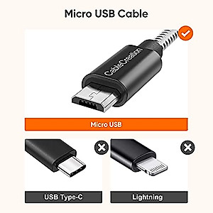 Short Micro USB Cable, CableCreation USB to Micro USB 24 AWG Triple Shielded Fast Charger Cable, Compatible with TV Stick, PS4, Chromecast, Power Bank, Android Phone, 0.5FT/6 inch Black